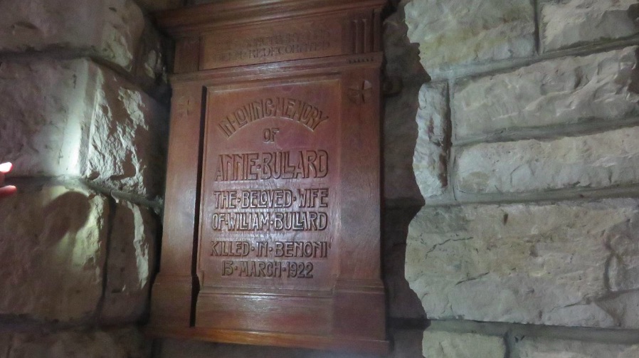 Plaque to the memory of Annie Bullard in the crypt of St Dunstans Cathedral Benoni - SJ de Klerk ...